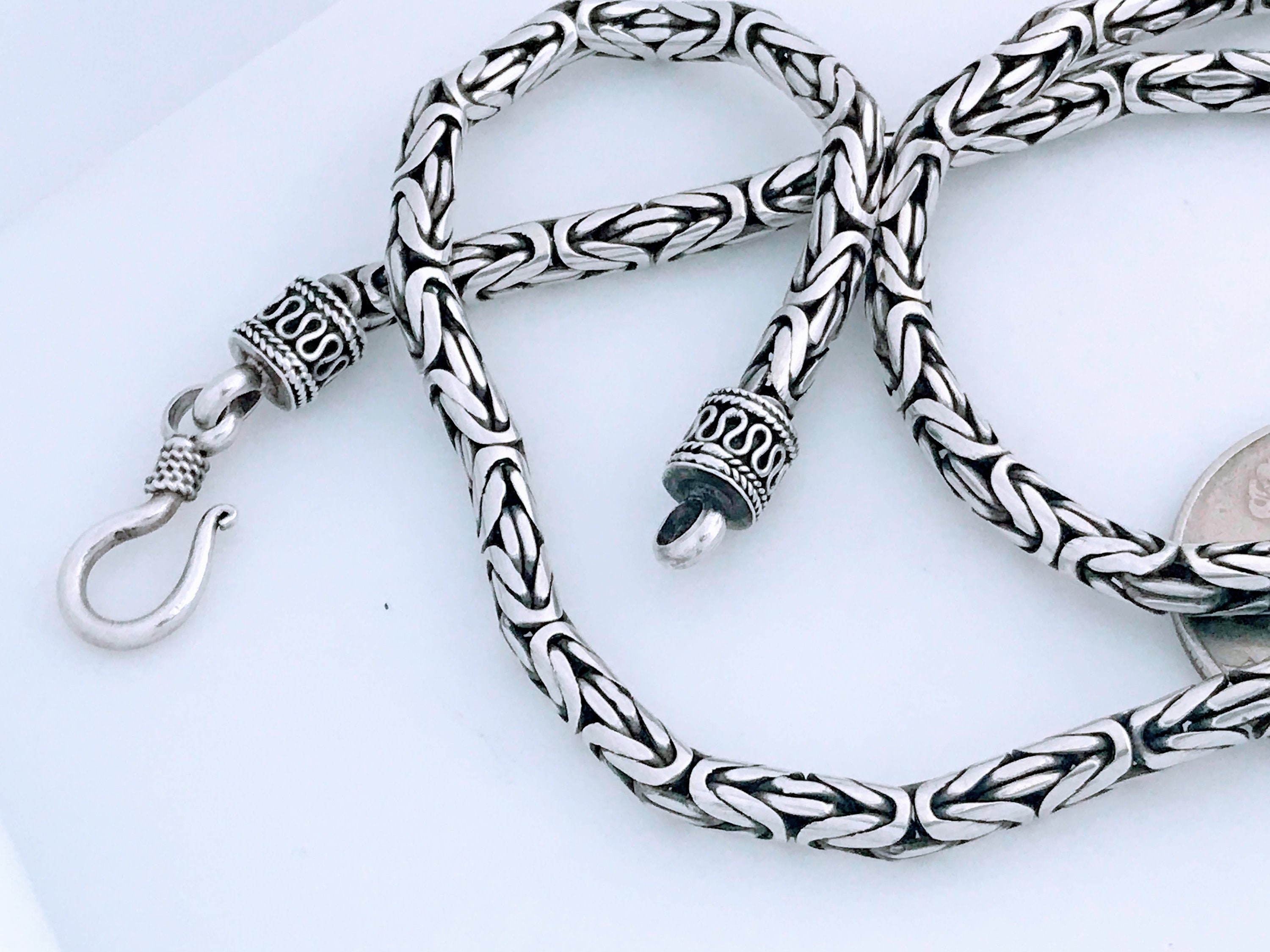 Heavy Sterling Silver Byzantine Chain Necklace Long - Etsy