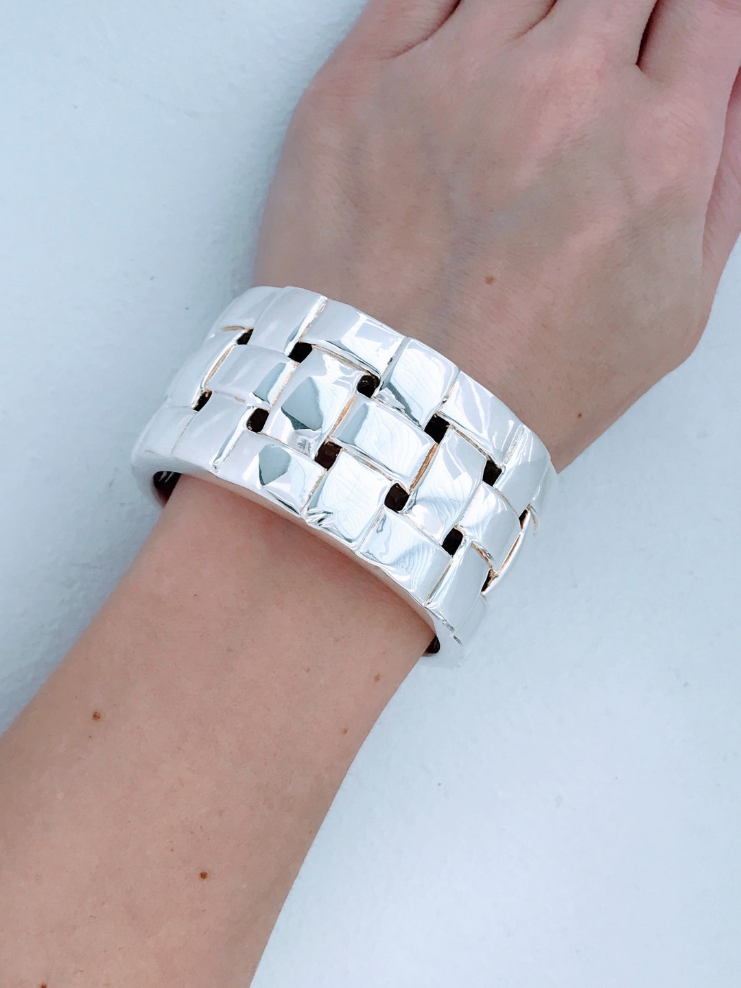 Simon Sebbag SSD Puffed Sculptural Cuff Bracelet 925 Sterling Silver ...
