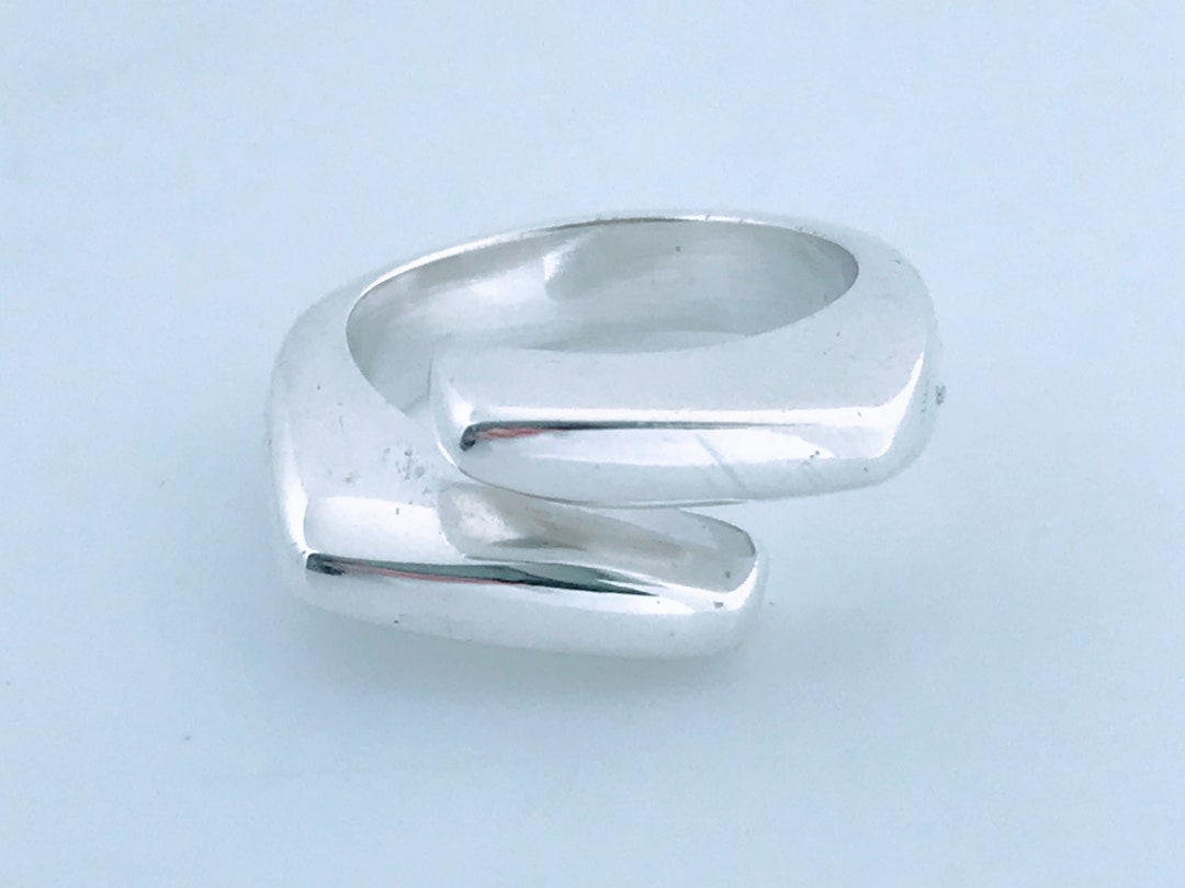 Vintage Modernist Abstract Sterling Silver Ring Band Retro - Etsy