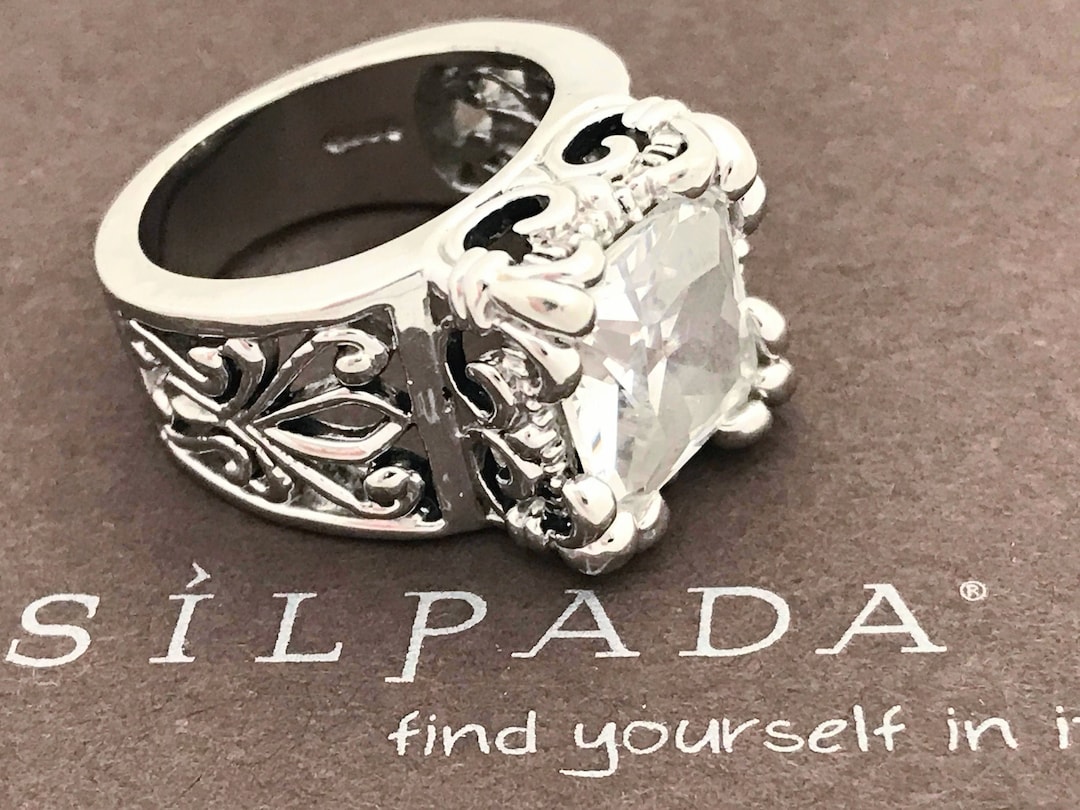 Chunky Silpada Sterling Silver Princess Cut CZ Stone Ring, Silpada ...