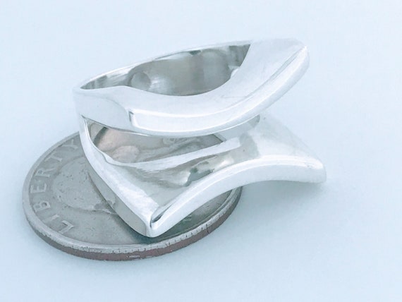 Modernist Wide X Shaped Split Dome Band Ring 925 Ster… - Gem