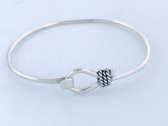 VTG Mexico Sterling Silver Hook and Eye Bangle Bracelet Rope Twist Accent Retro 925 Silver Wire Twisted Braided Love Knot Hook Loop Bangle Etsy