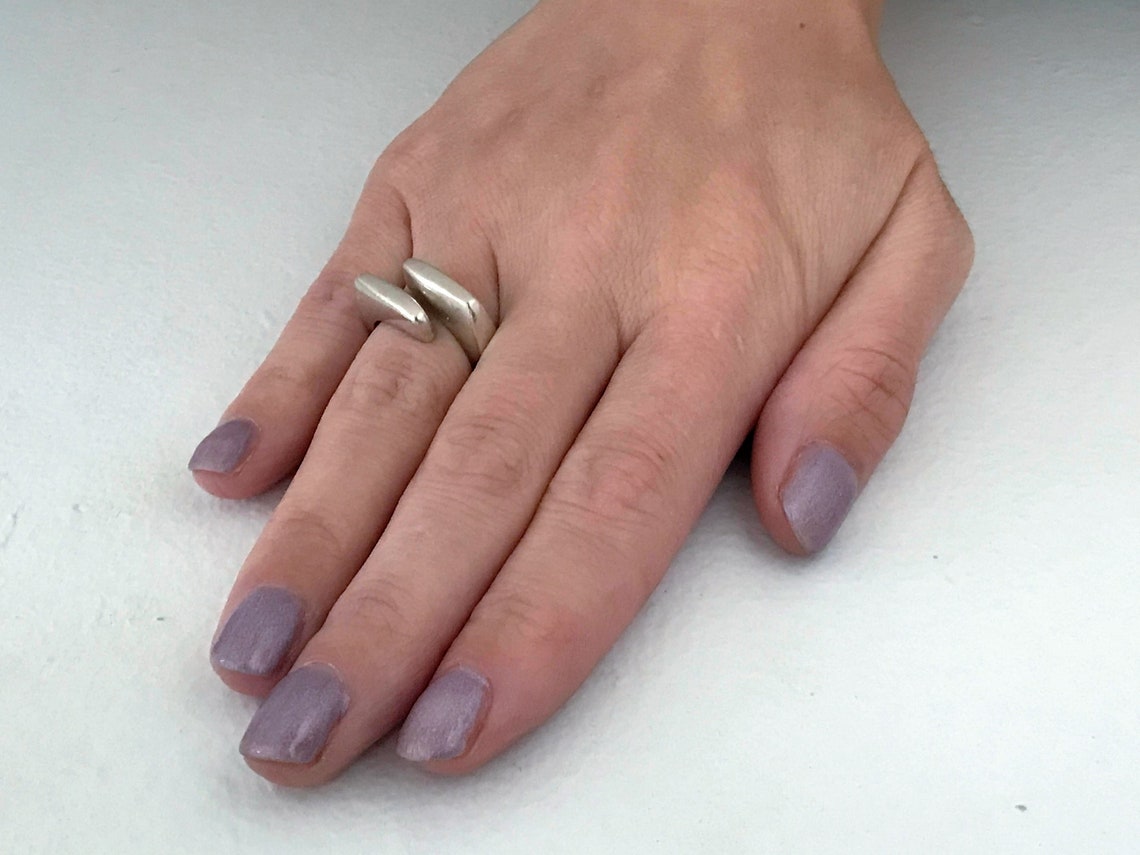 Vintage Modernist Abstract Sterling Silver Ring Band Retro | Etsy