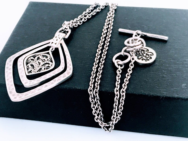 Lois Hill Sterling Silver Scroll Filigree Pendant Toggle Necklace, Lois ...