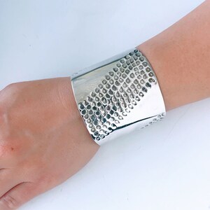 VTG Taxco Extra Wide Tall Textured Polished Modernist Cuff Bracelet ...