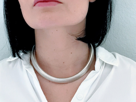 VTG Modernist Sterling Silver Tubular Choker Collar Cuff Necklace Big Heavy 925 Silver Torque Choker Thick Mid Century Choker Minimalist Etsy