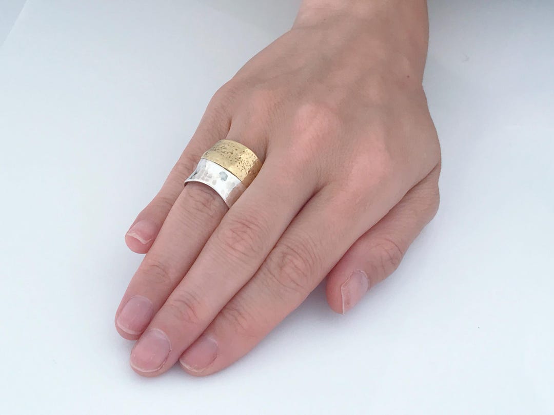 Silpada Abstract Hammered Sterling Silver Brass Wide Cigar Cuff Band ...