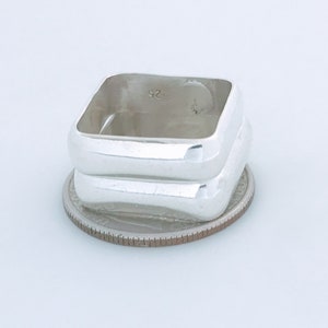 VTG Sterling Silver Squared Edge Band Ring, Geometric 925 Silver ...