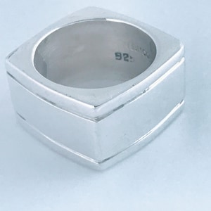 Vintage Mexico Modern Big Heavy Square Groove 925 Sterling Silver Band ...