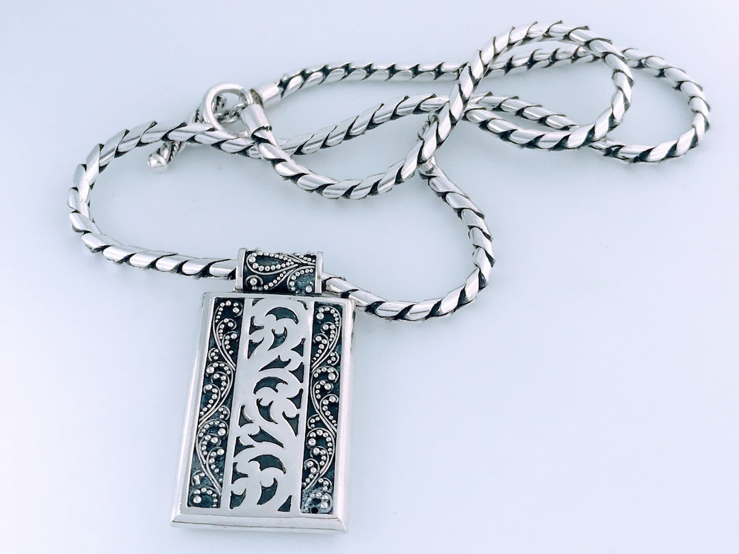 Bali Heavy Scroll Filigree Pendant Snake Chain Toggle Necklace 925 ...