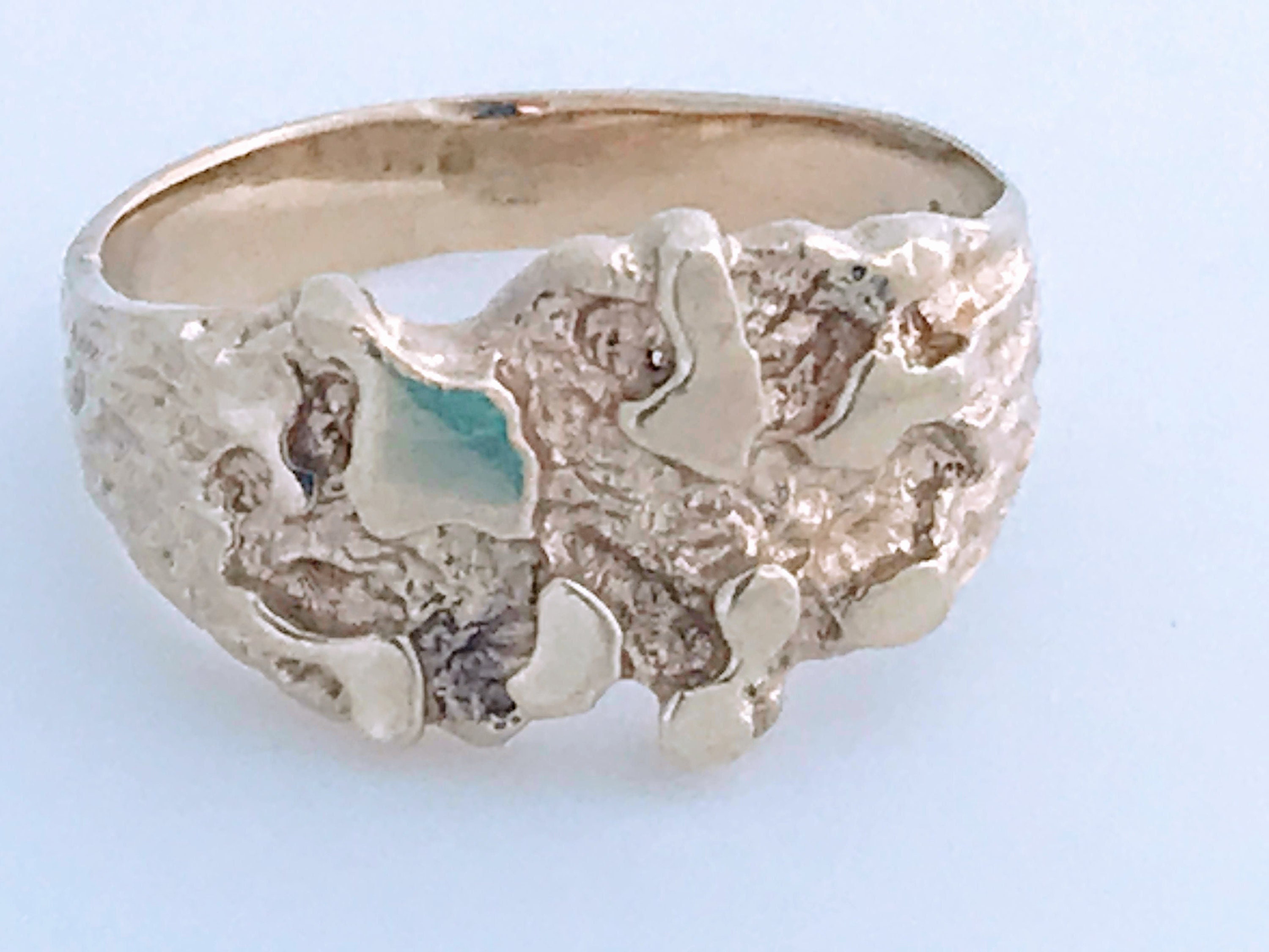 Chunky 10k Gold Brutalist Modernist Ring Real Yellow Gold - Etsy