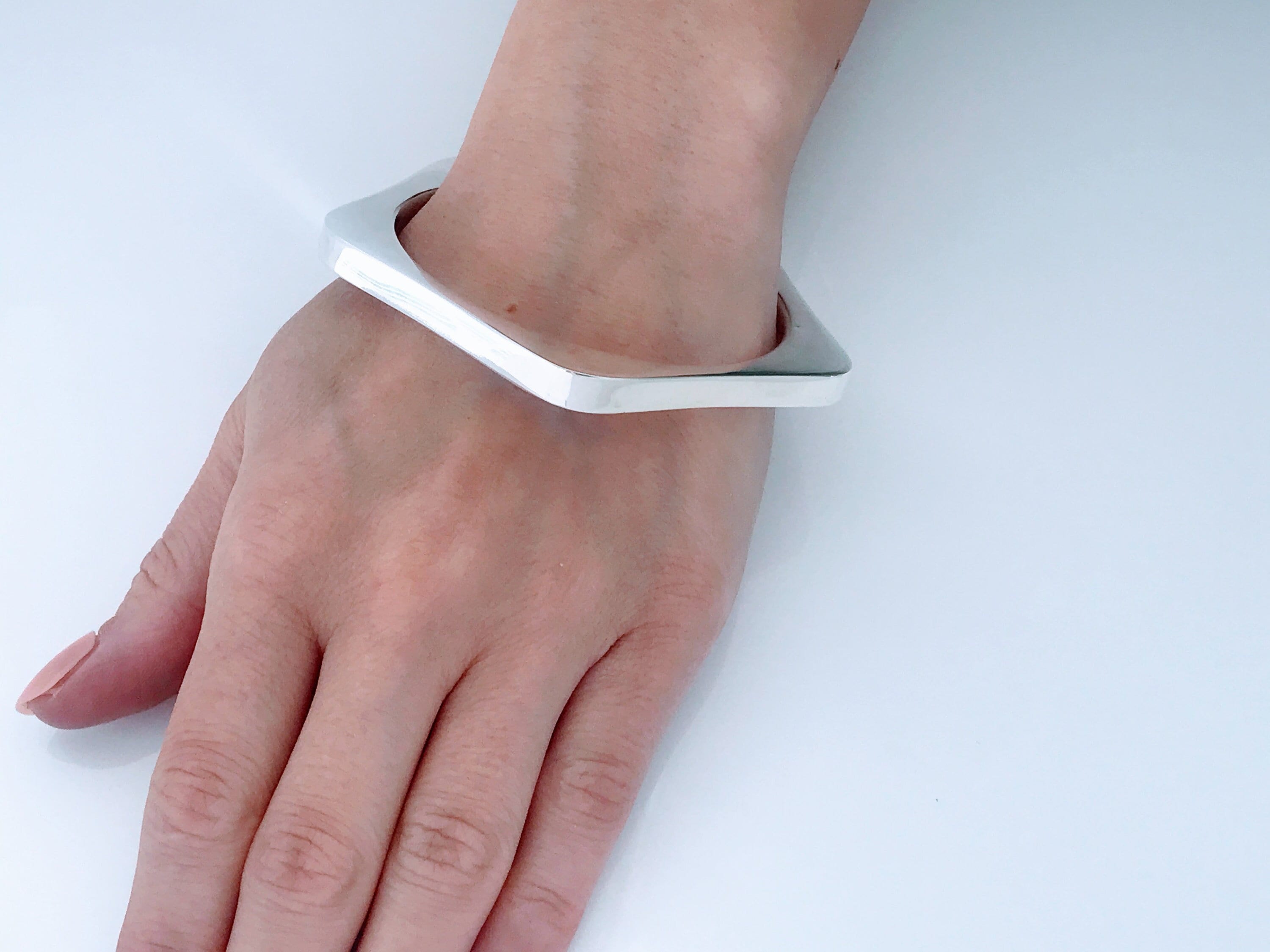 VTG Mexico Modern High Polish 925 Sterling Silver Pentagon Edge Bangle ...
