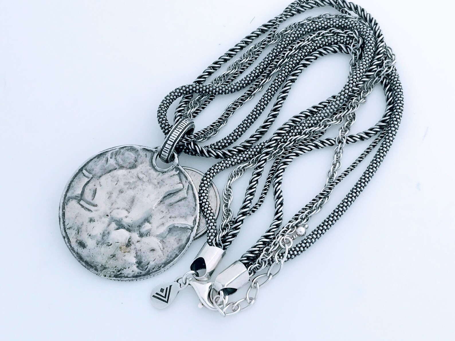 Silpada 4 Strand Chain Necklace Coin Pearl Pendant 925 - Etsy