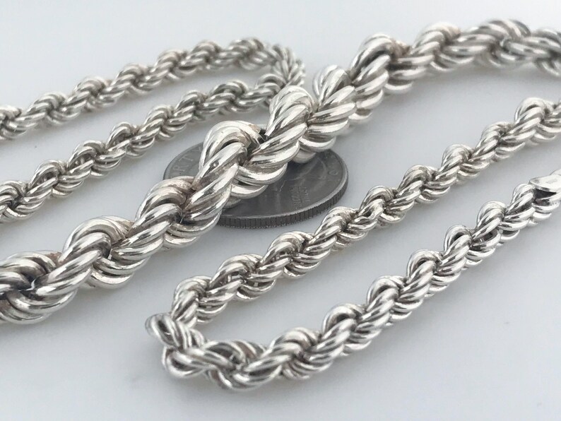 Chunky Sterling Silver Graduated Rope Chain Necklace 18 - Etsy