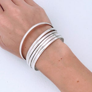 One 925 Sterling Silver Stacking Bangle Bracelet, Retro Minimalist ...