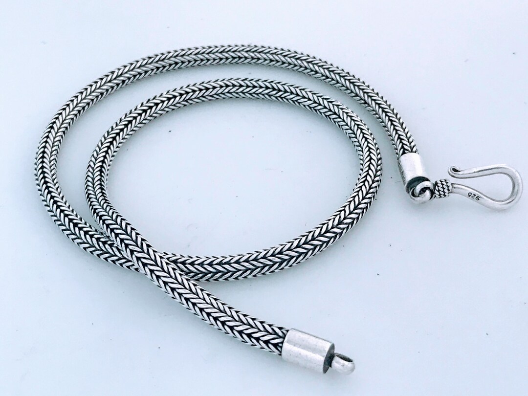Vintage Wheat Weave Chain Necklace 925 Sterling Silver, Bali Style ...