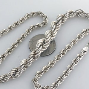 Chunky Sterling Silver Graduated Rope Chain Necklace 18", Modernist 925 ...
