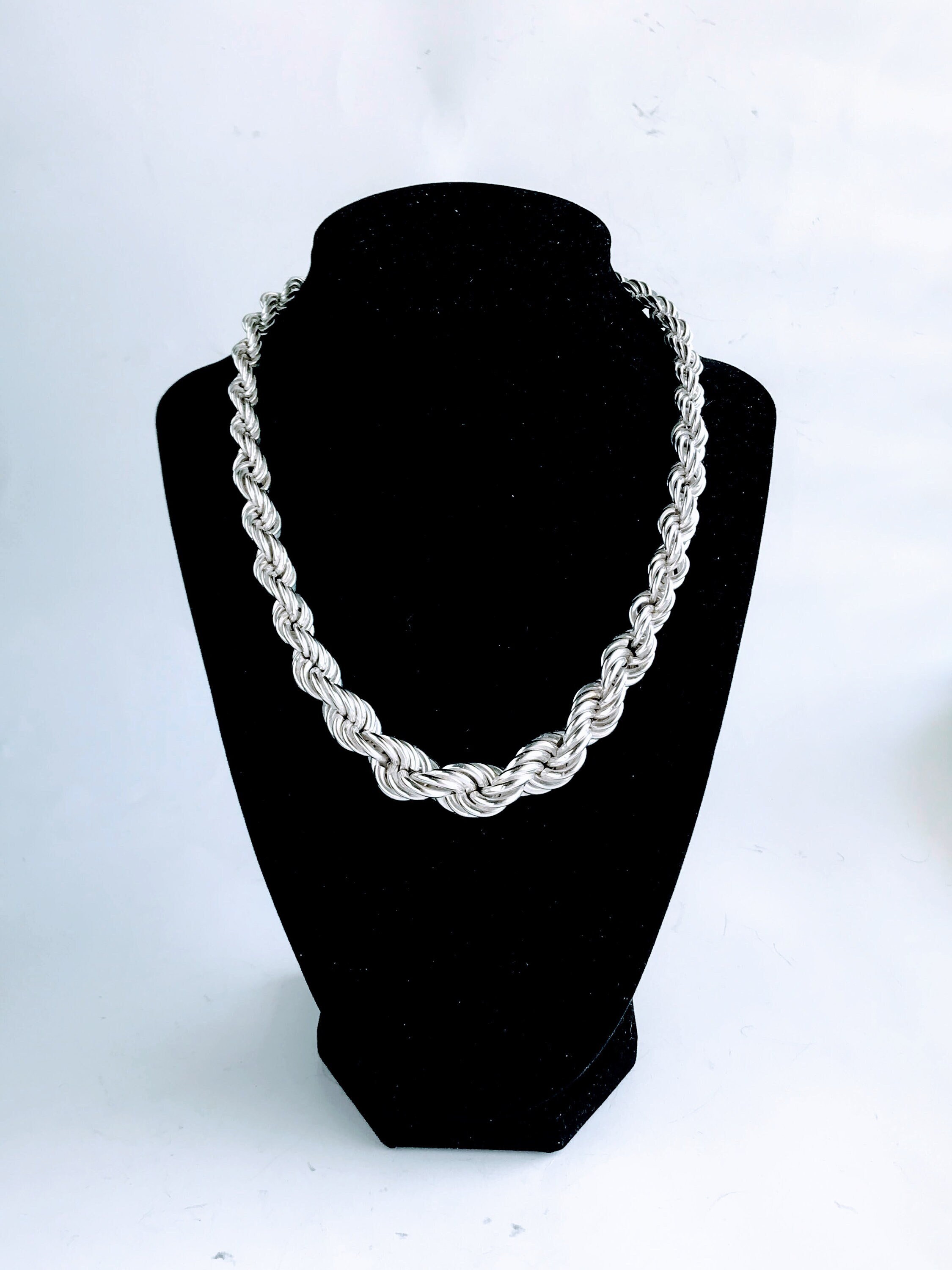 Oversized Sterling Silver Graduated Rope Chain Necklace Thick - Etsy
