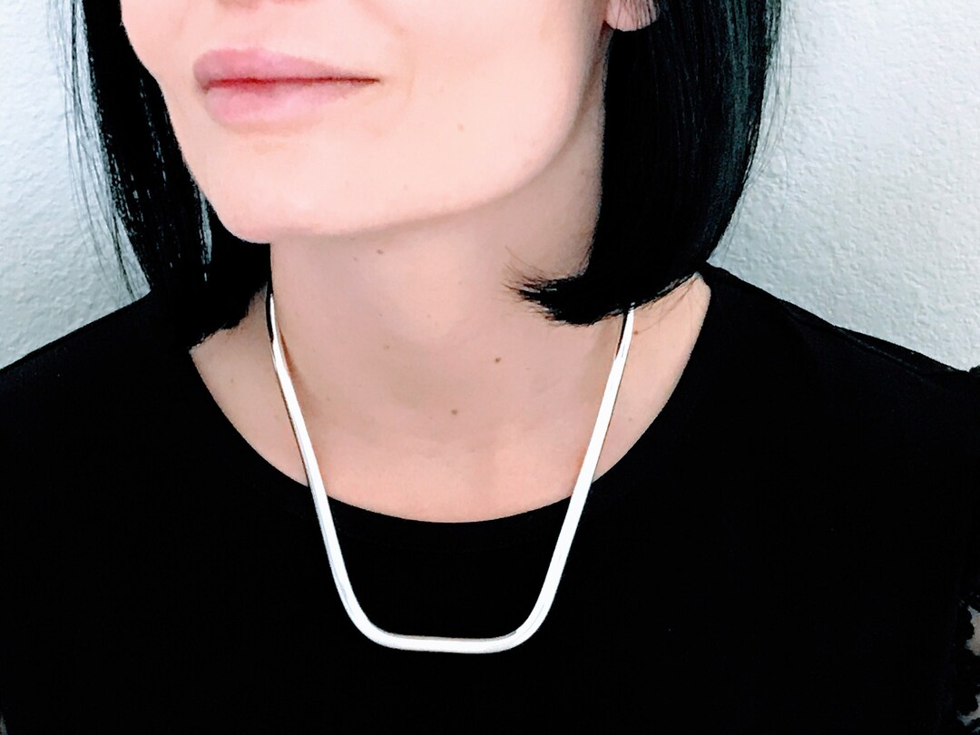 Mexico Contoured Rectangle Shaped Choker Collar Necklace 925 Sterling ...