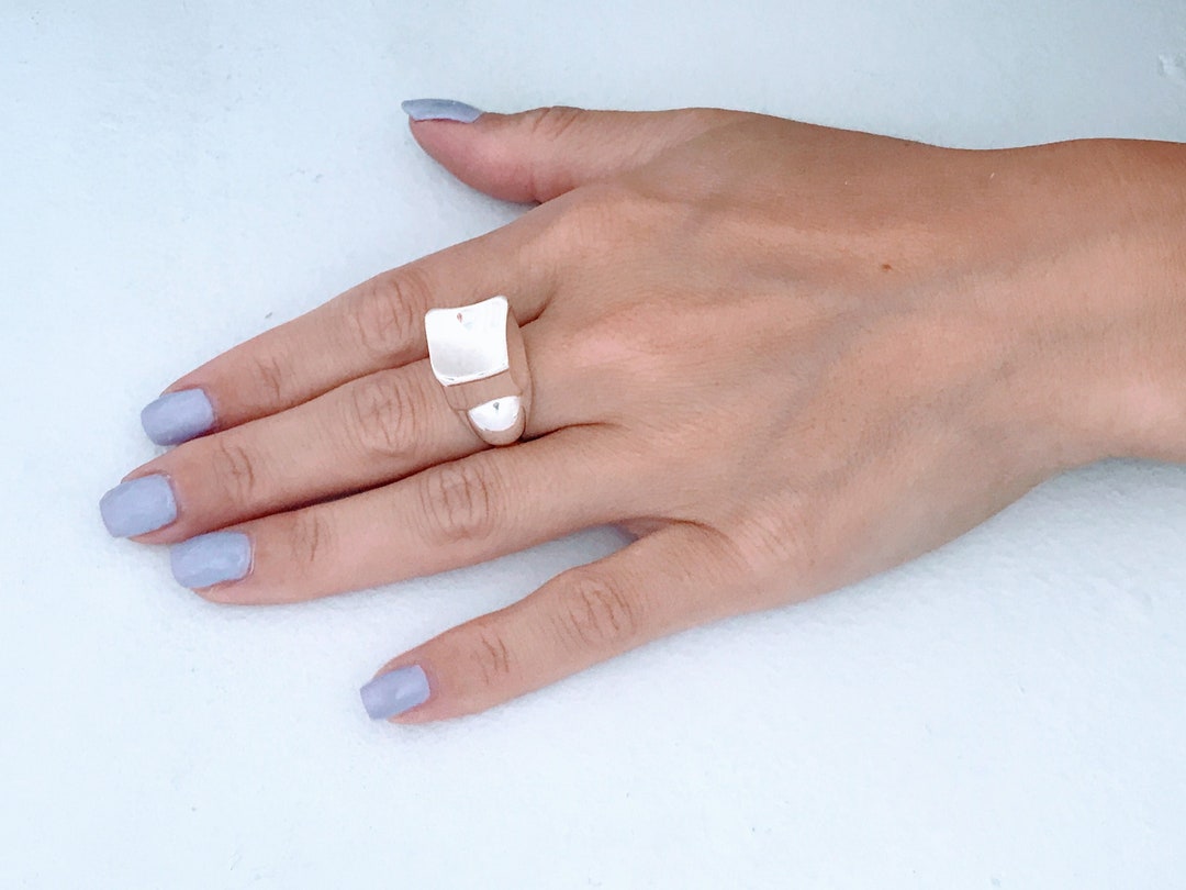 Big Bold Contemporary Sterling Silver Modernist Statement Ring, Chunky ...