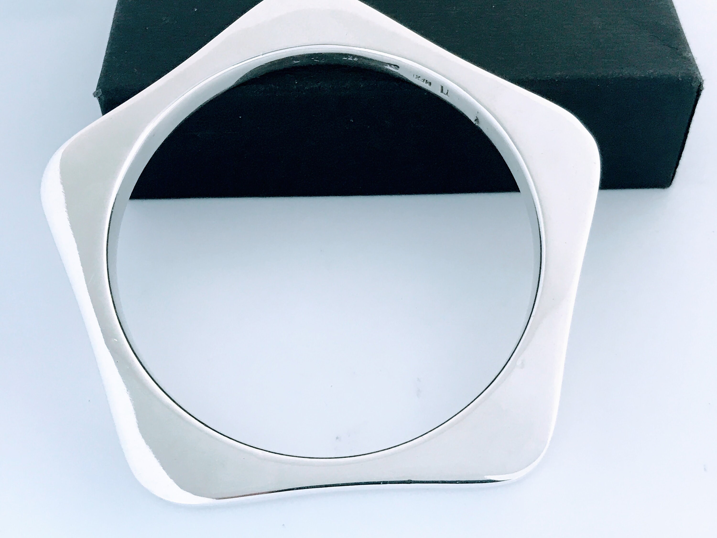 VTG Mexico Modern High Polish 925 Sterling Silver Pentagon Edge Bangle ...