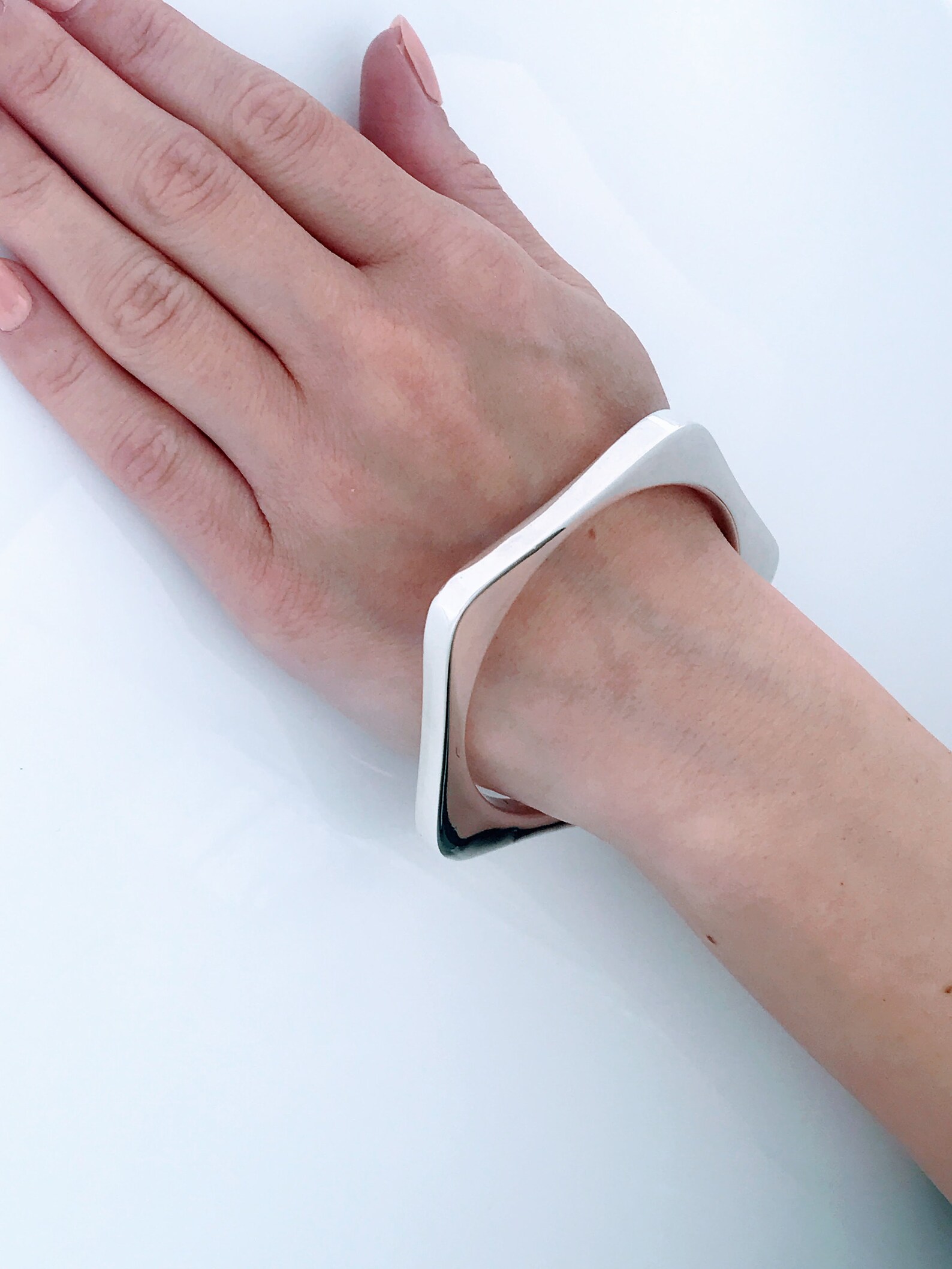 VTG Mexico Modern High Polish 925 Sterling Silver Pentagon Edge Bangle ...