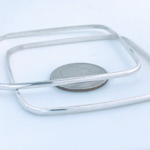 Set of Two Square Geometric Stacking Bangle Bracelet 925 Sterling ...