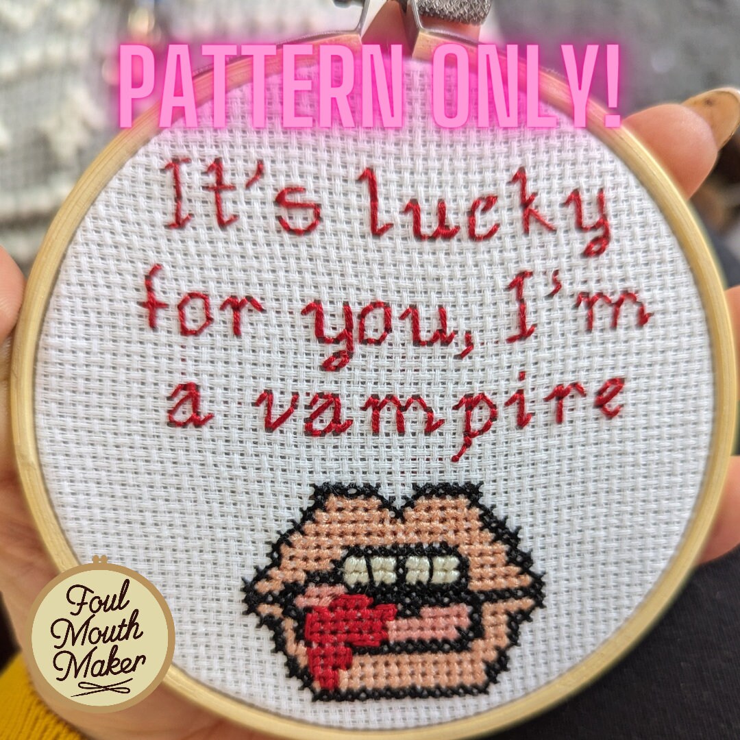 Vampire Cross Stitch Pattern. Saltburn Cross Stitch Pattern. Lucky for ...