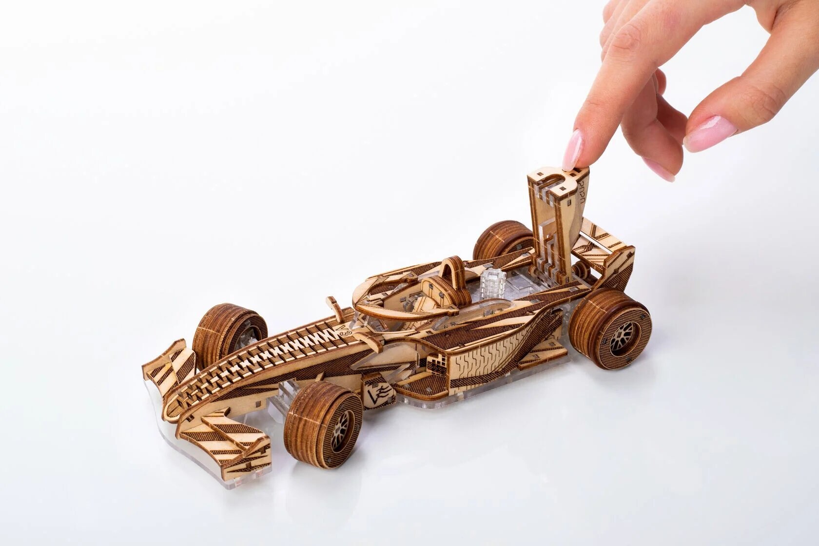 Mechanical Movable Wooden 3D Veter Models Puzzle Racer-v3 F1 Racing Car ...