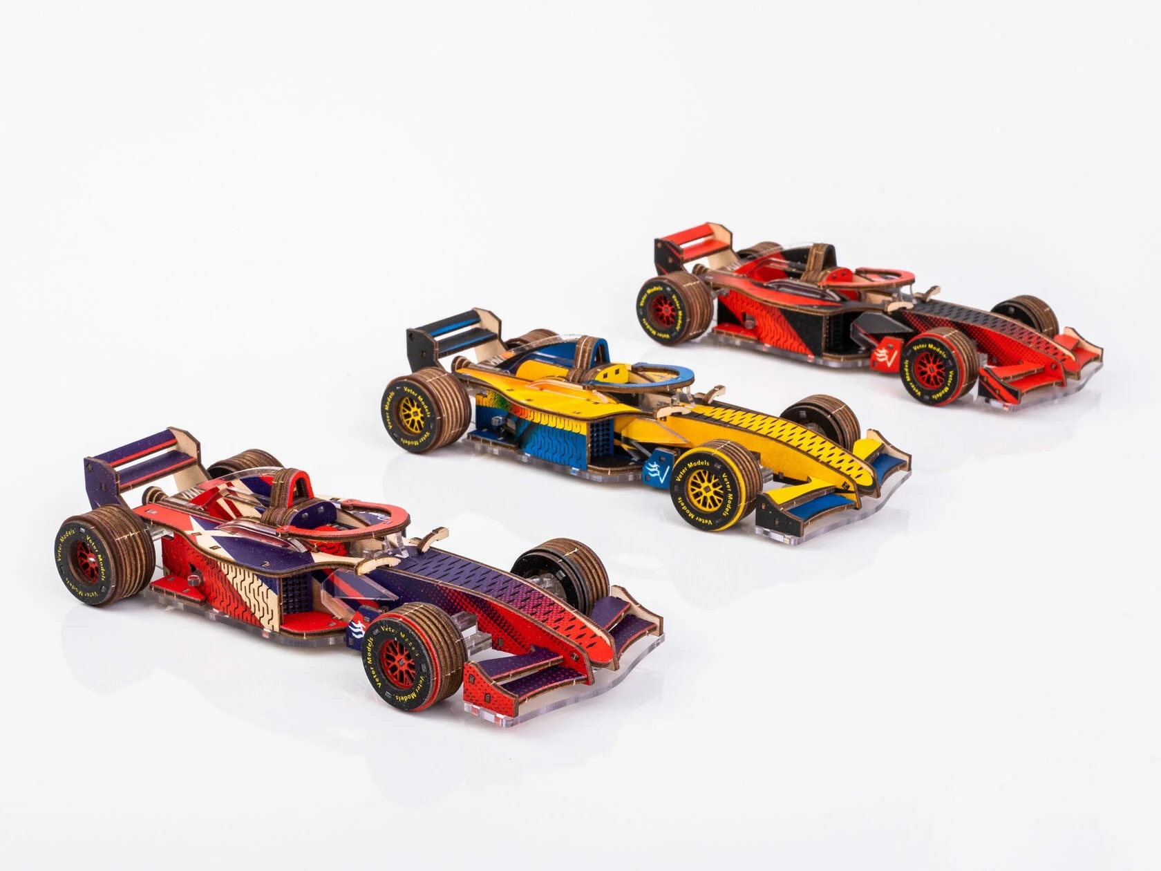 Mechanical Movable Wooden 3D Veter Models Puzzle Racer-v3 F1 Racing Car ...