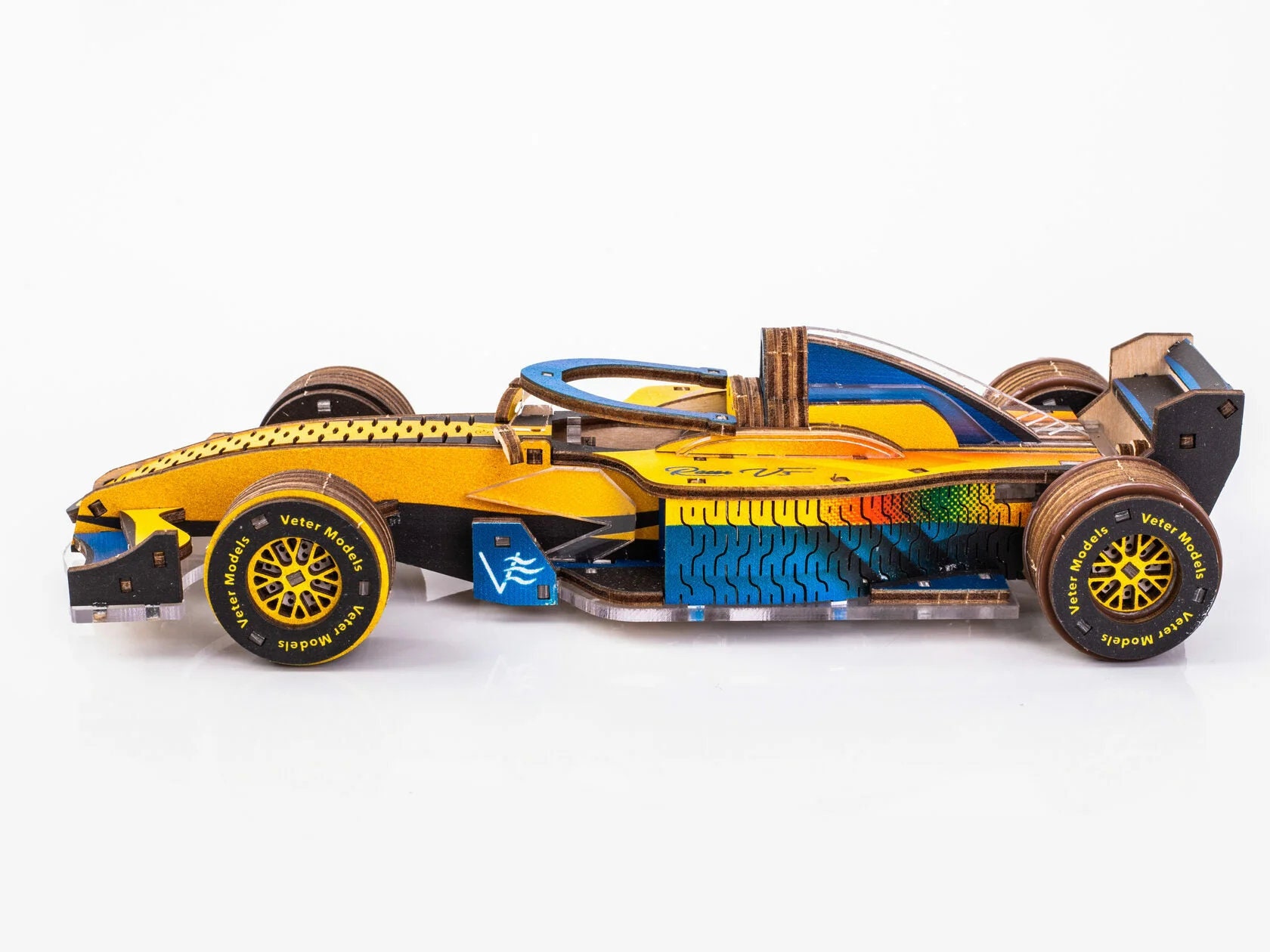 Mechanical Movable Wooden 3D Veter Models Puzzle Racer-v3 F1 Racing Car ...