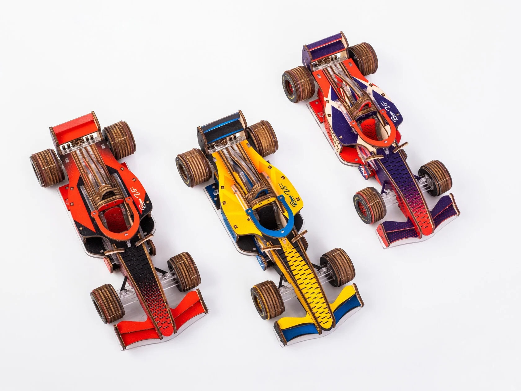 Mechanical Movable Wooden 3D Veter Models Puzzle Racer-v3 F1 Racing Car ...
