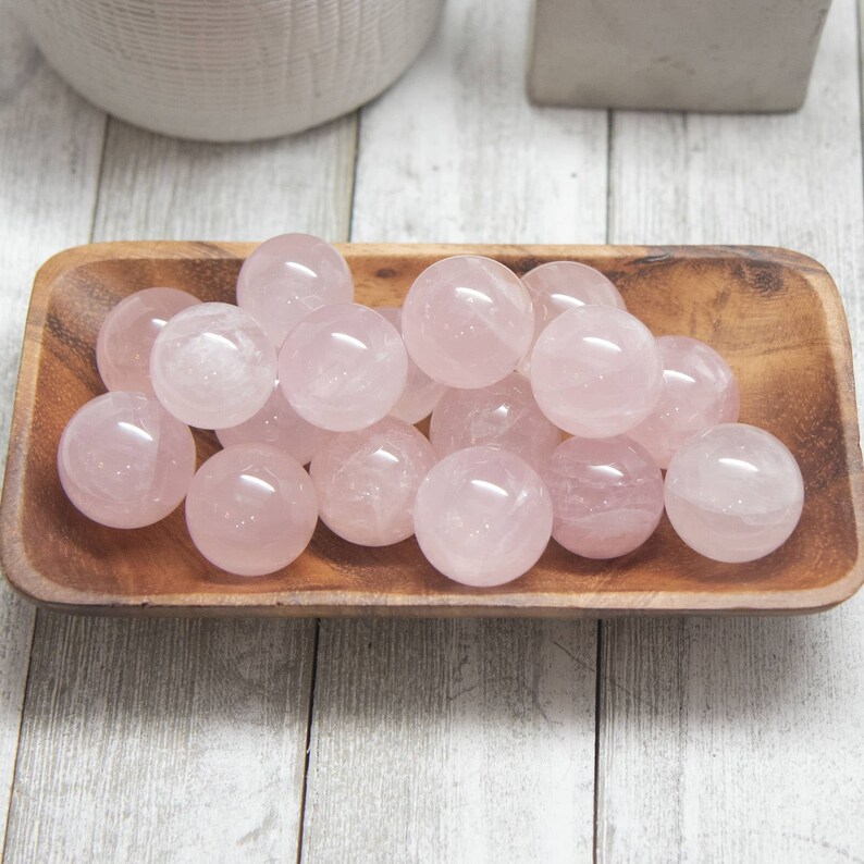 HQ Star Rose Quartz Sphere, Small Mini Natural Mozambique Pink Six ...
