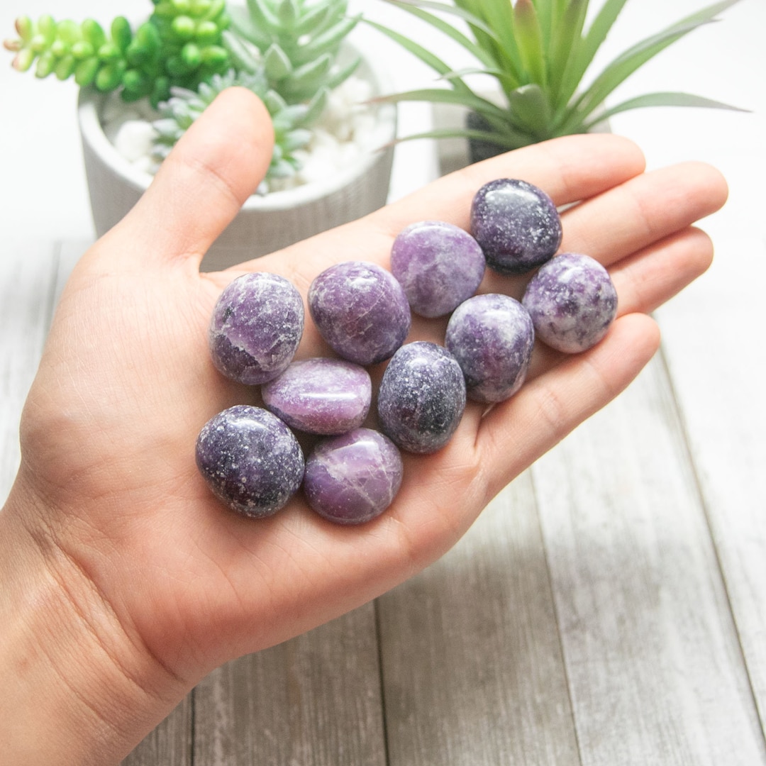 Lepidolite Tumbled Stone, Natural Gemmy Purple Mica Pocket Polished ...
