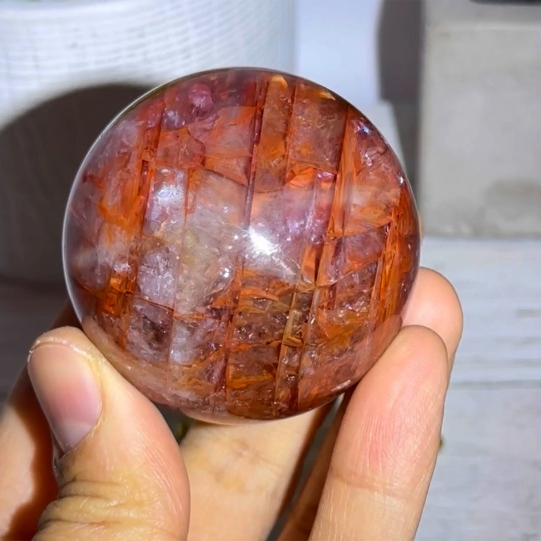 Star Fire Quartz Sphere, Rare HQ Natural 6-point Starlight Hematoid Red ...