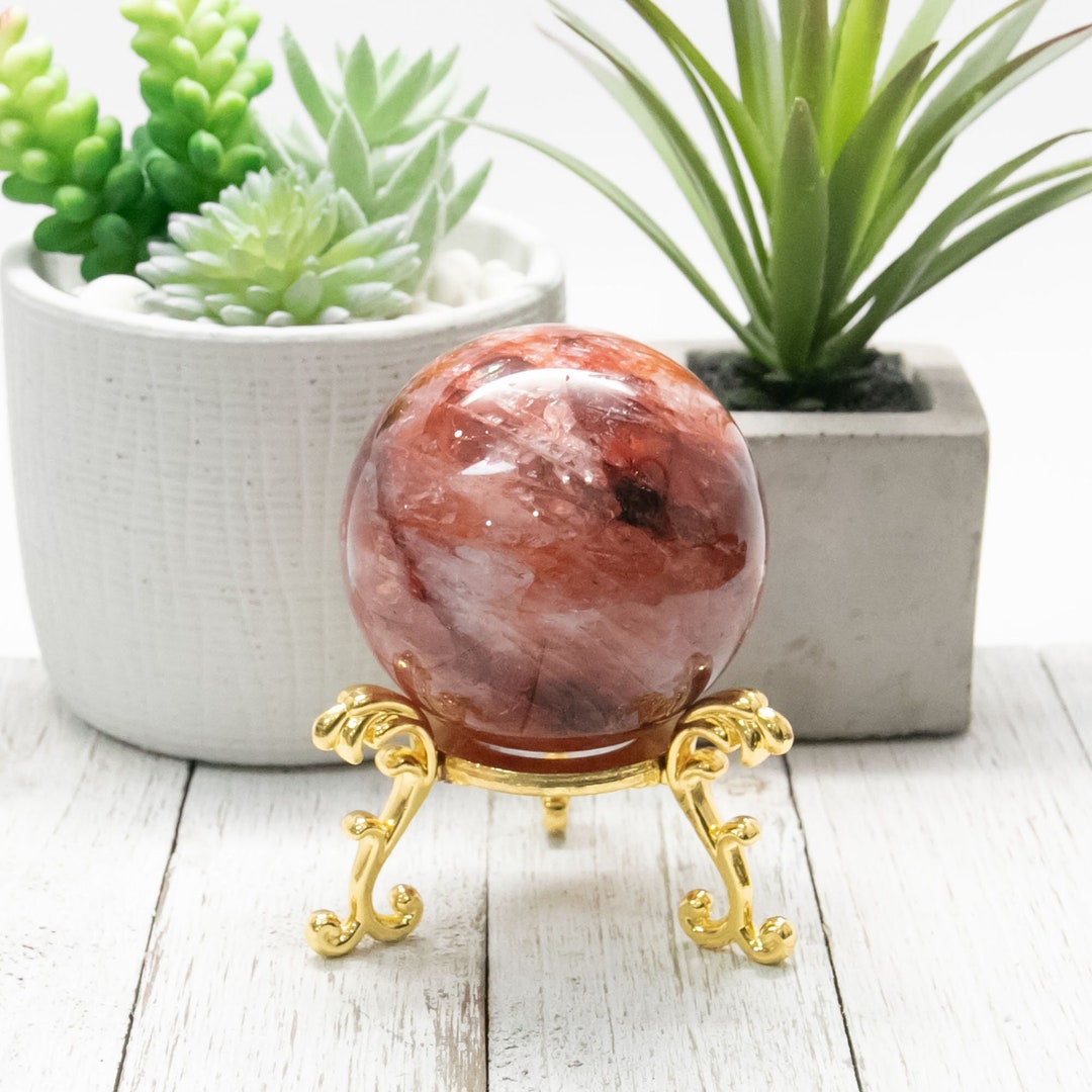 Star Fire Quartz Sphere, Rare HQ Natural 6-point Starlight Hematoid Red ...