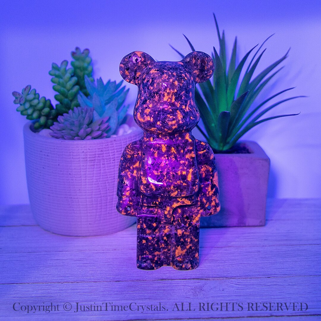 Large Yooperlite Bearbrick, UV Fluorescent Sodalite Polished Crystal ...