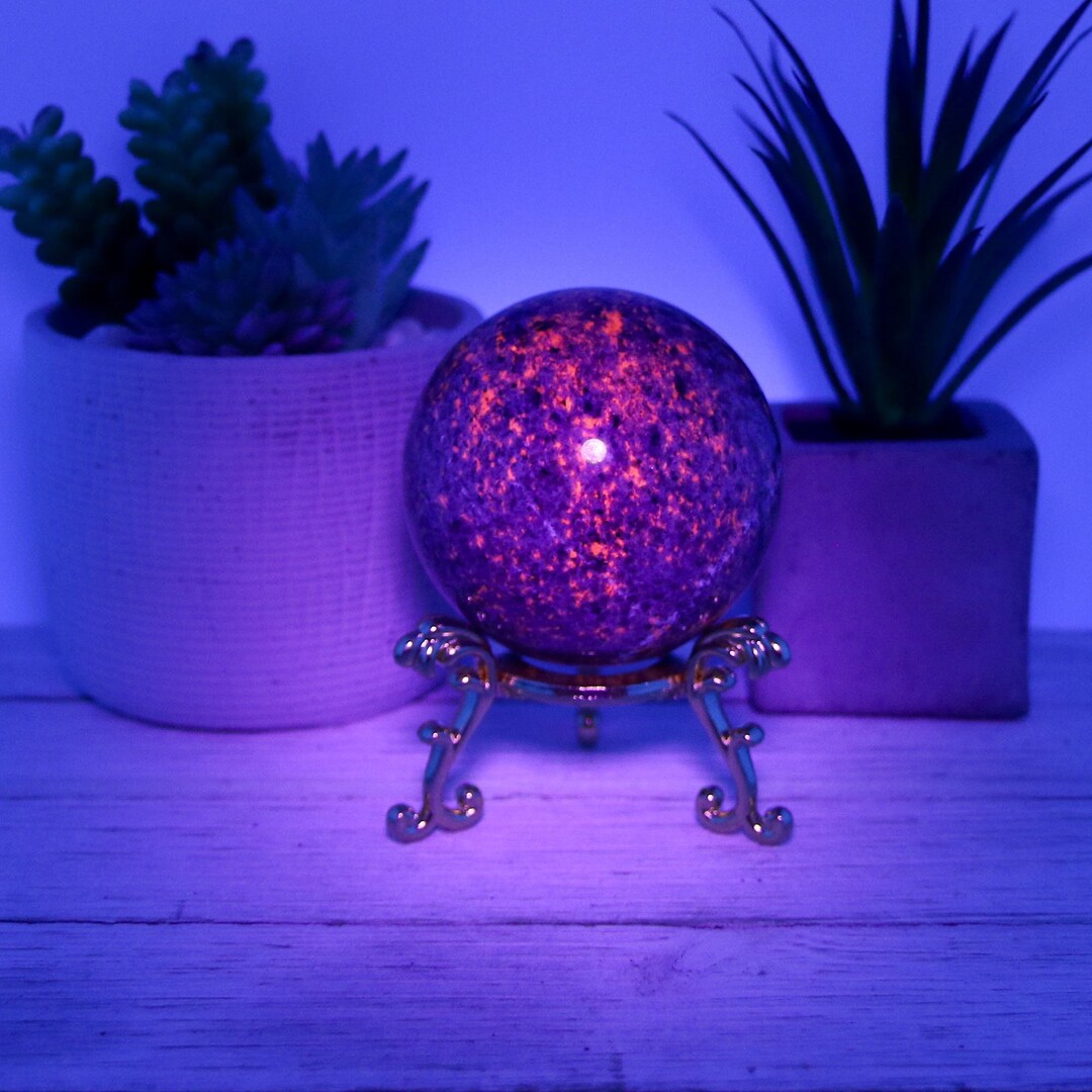 Large Yooperlite Sphere, Emberlite UV Fluorescent Sodalite Polished ...