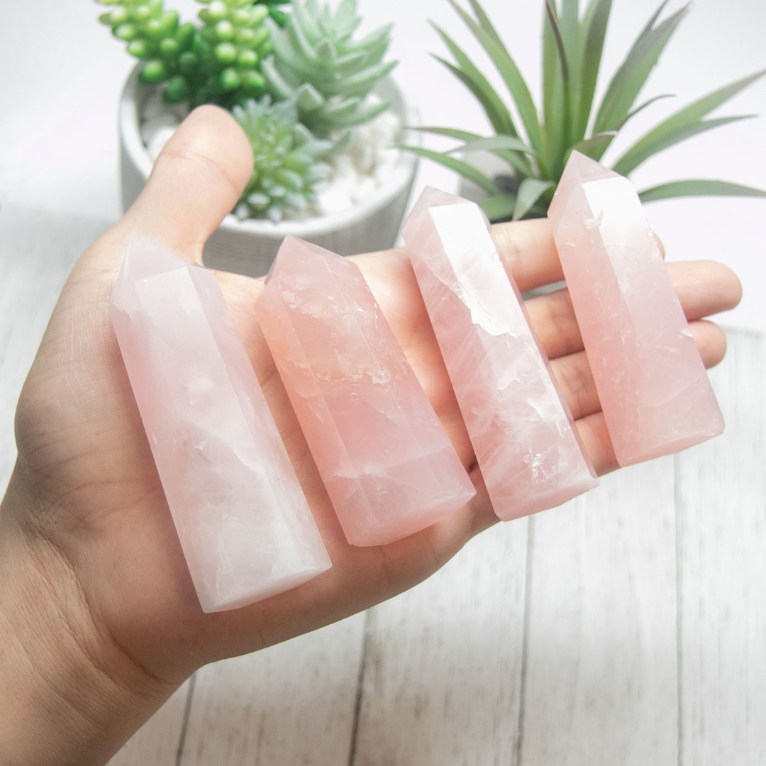 Rose Quartz Point Tower, Natural Madagascar Pink Quartz Crystal Stone ...