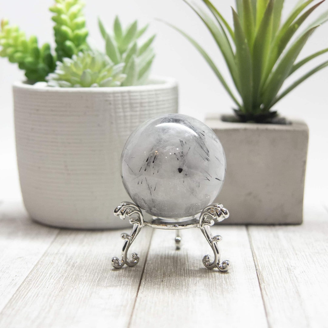 Black Tourmaline Quartz Sphere, Natural Large 48mm HQ Black Tourmaline ...