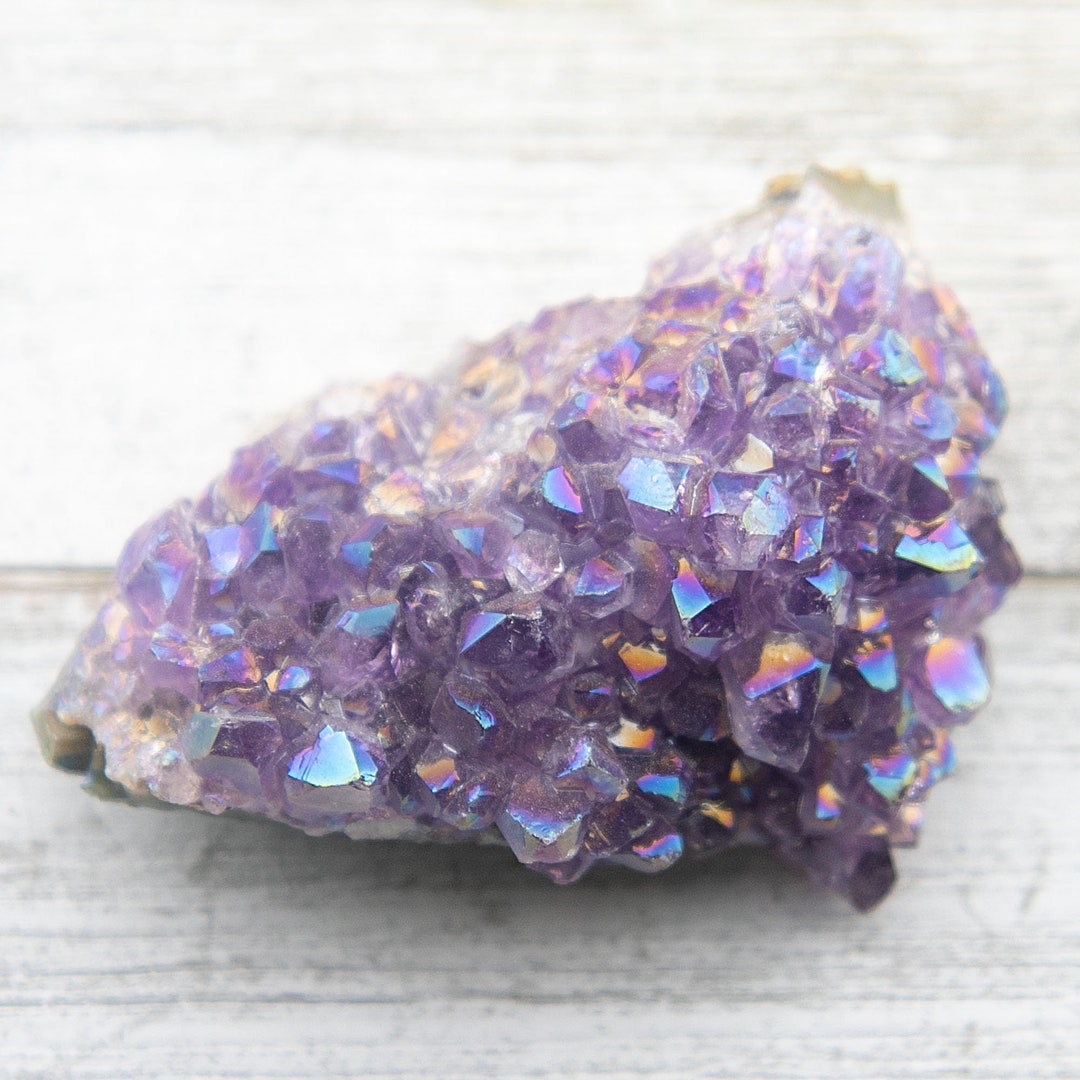 Aura Amethyst Cluster, Natural Brazil Rough Rainbow Purple Angel ...