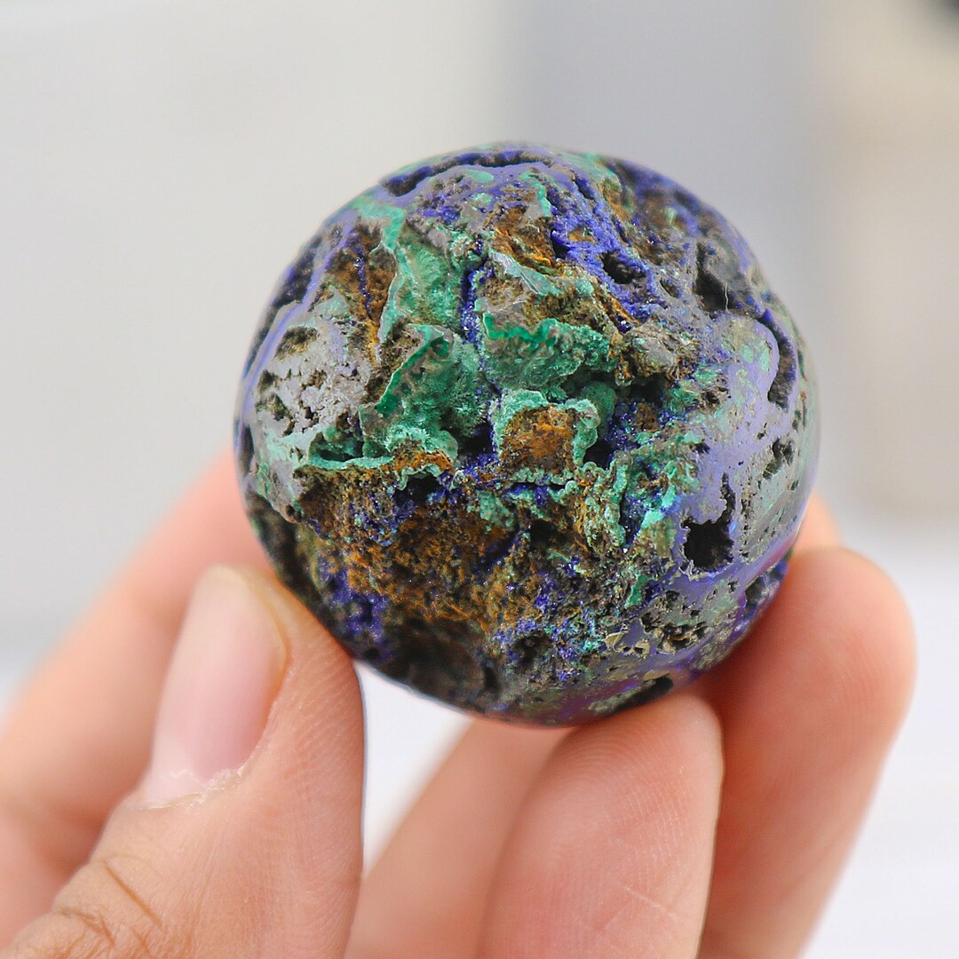 Azurite Sphere, Natural Rough Azurite Malachite Chrysocolla Druzy ...