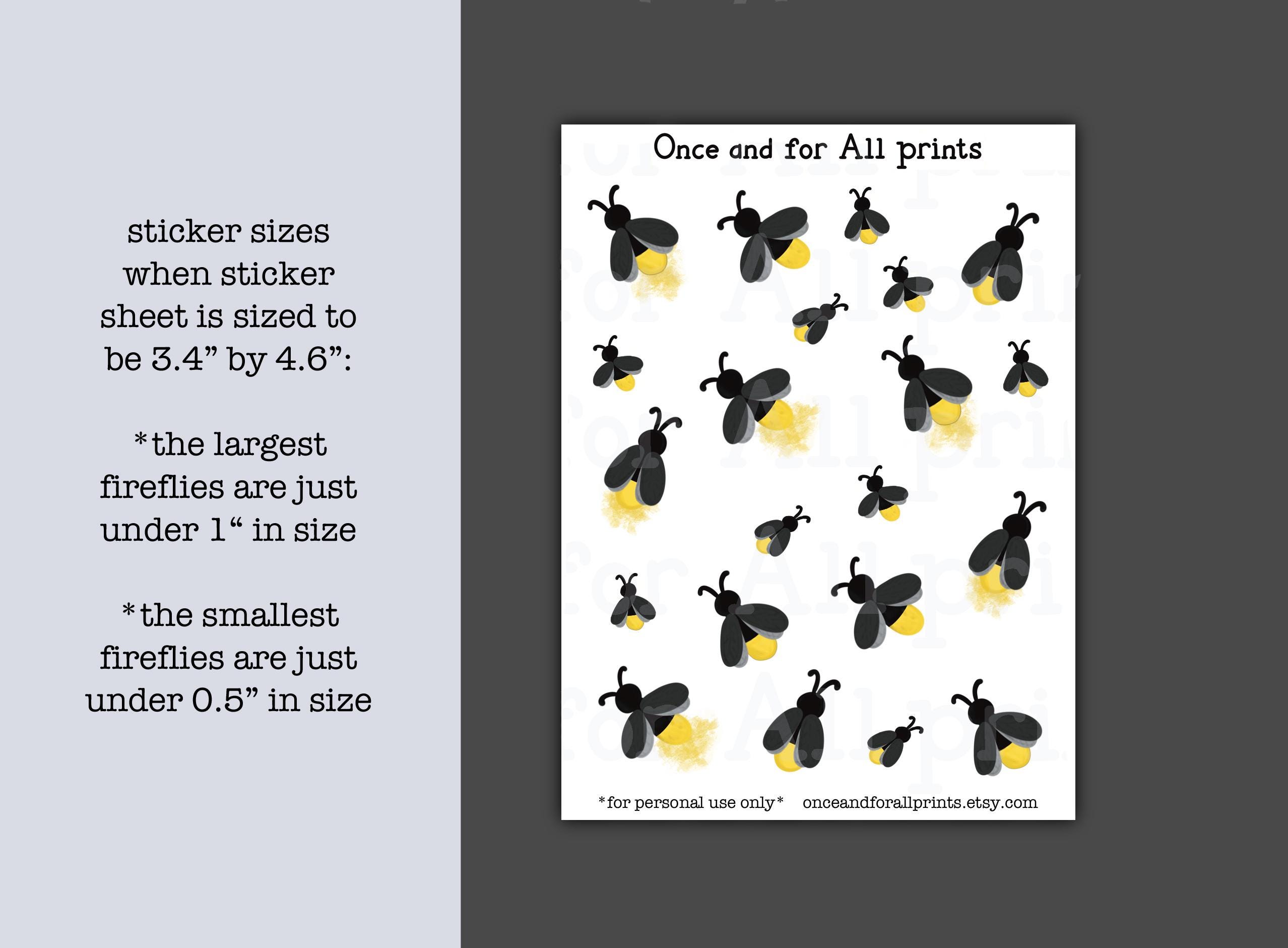 Printable Firefly Lightning Bugs Summer Mini Hand Drawn Decorative ...