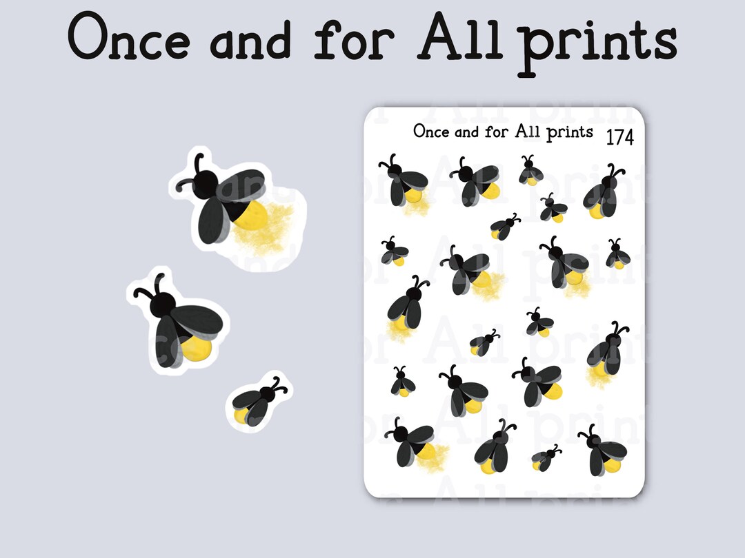 Firefly Lightning Bugs Summer Decorative Sticker Sheet Hand Drawn ...