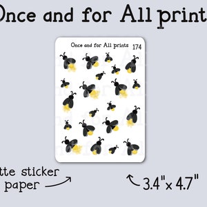 Firefly Lightning Bugs Summer Decorative Sticker Sheet Hand Drawn ...