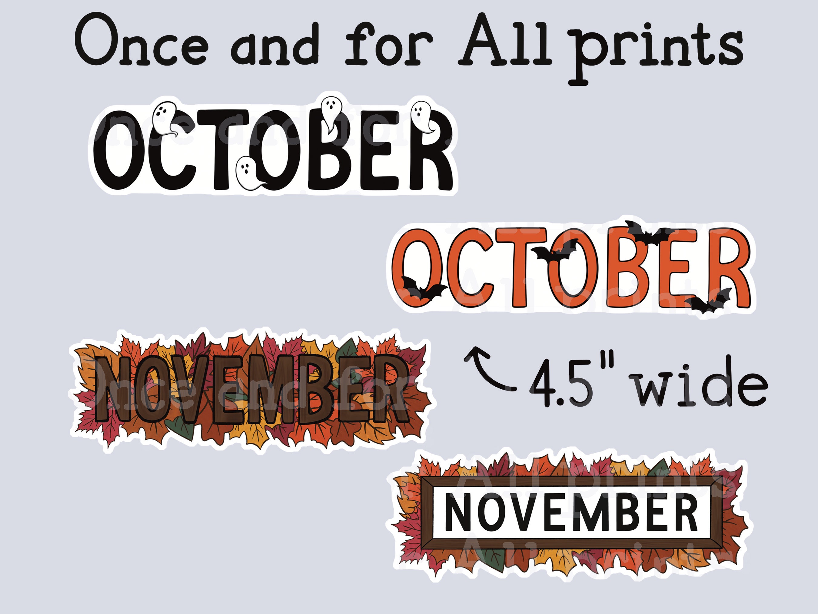 Large Monthly Calendar Heading for Fall Halloween October and November ...