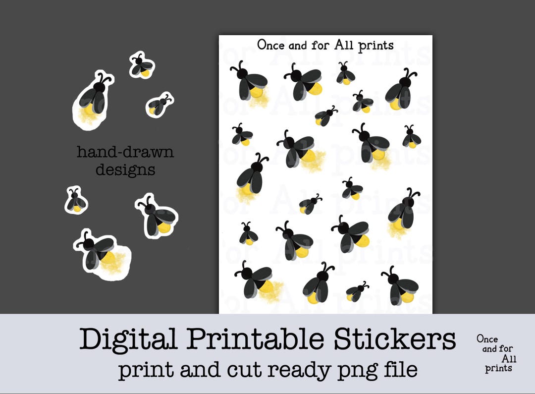 Printable Firefly Lightning Bugs Summer Mini Hand Drawn Decorative ...