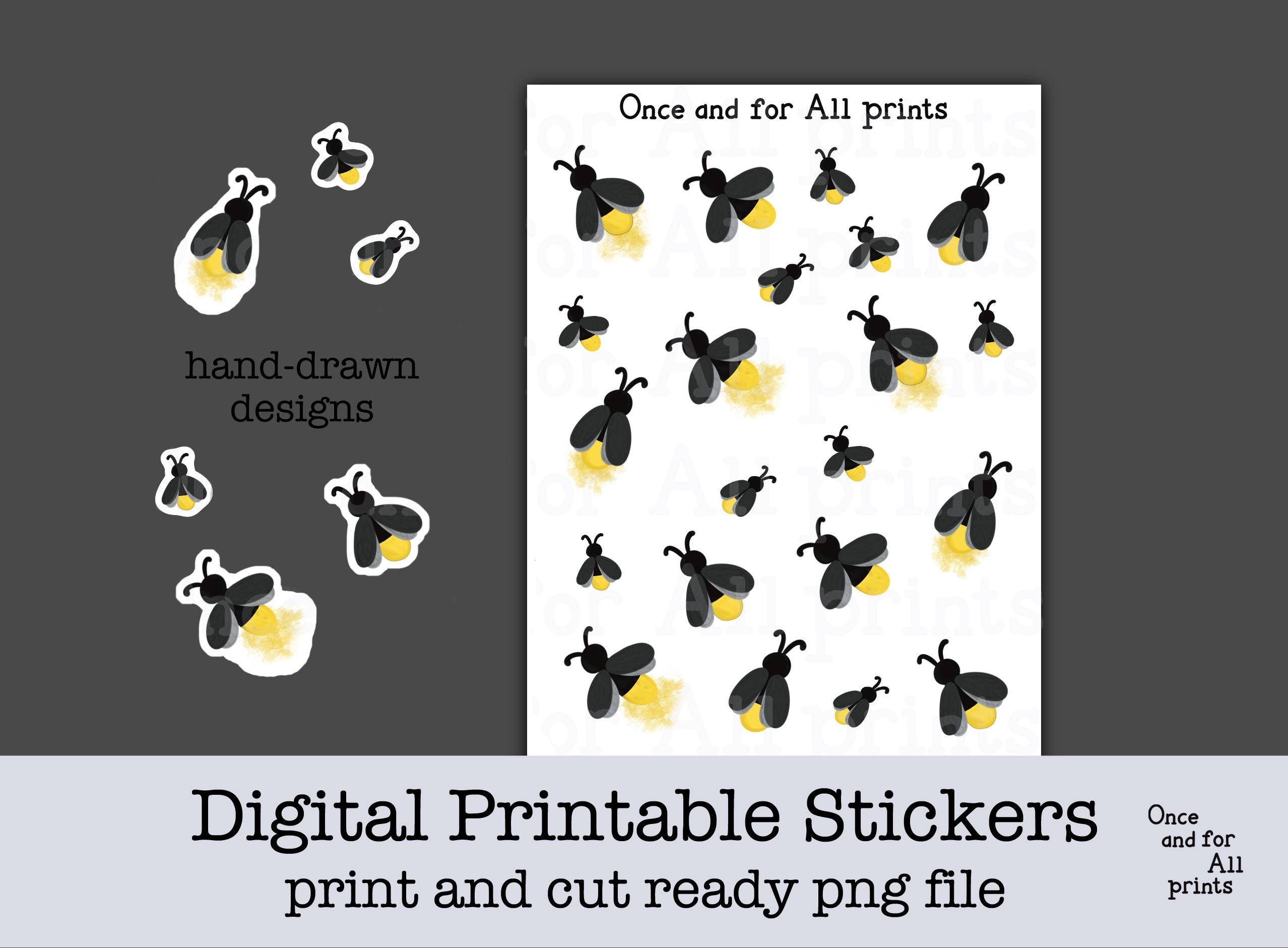 Printable Firefly Lightning Bugs Summer Mini Hand Drawn Decorative ...