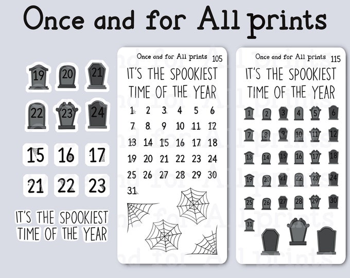 Spiderweb Number Stickers Spider Date Planner Stickers October Stickers ...