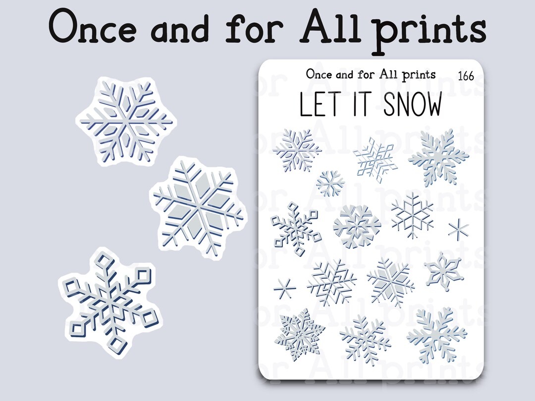 Snowflake Sticker Sheet: Hand Drawn Winter Bullet Journal and Planner ...